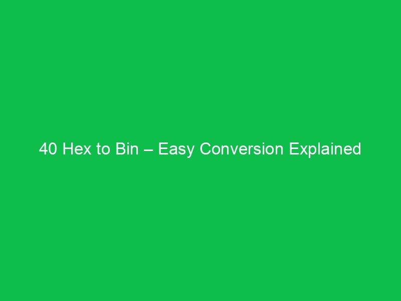 40 Hex to Bin – Easy Conversion Explained - Prep My Career